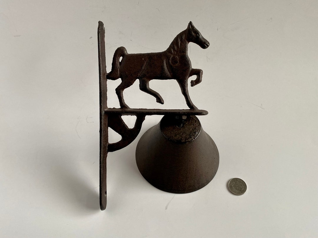 Vintage Cast Iron Bell, Horse Dinner Bell, Rustic Decor, Old Door Bell ...