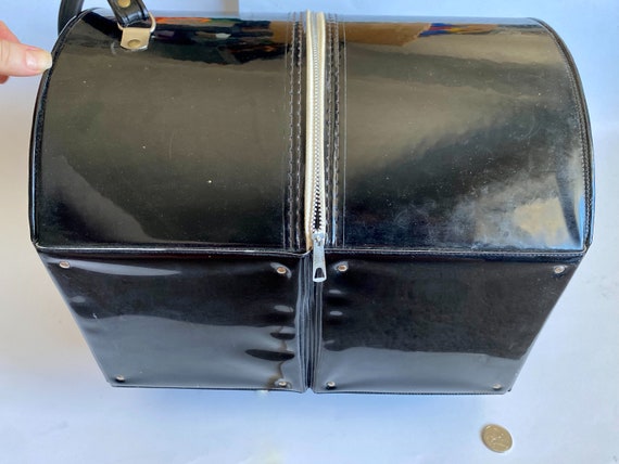 Vintage Hard Hat Box, Black Vinyl Hat Box Luggage, Vi… - Gem