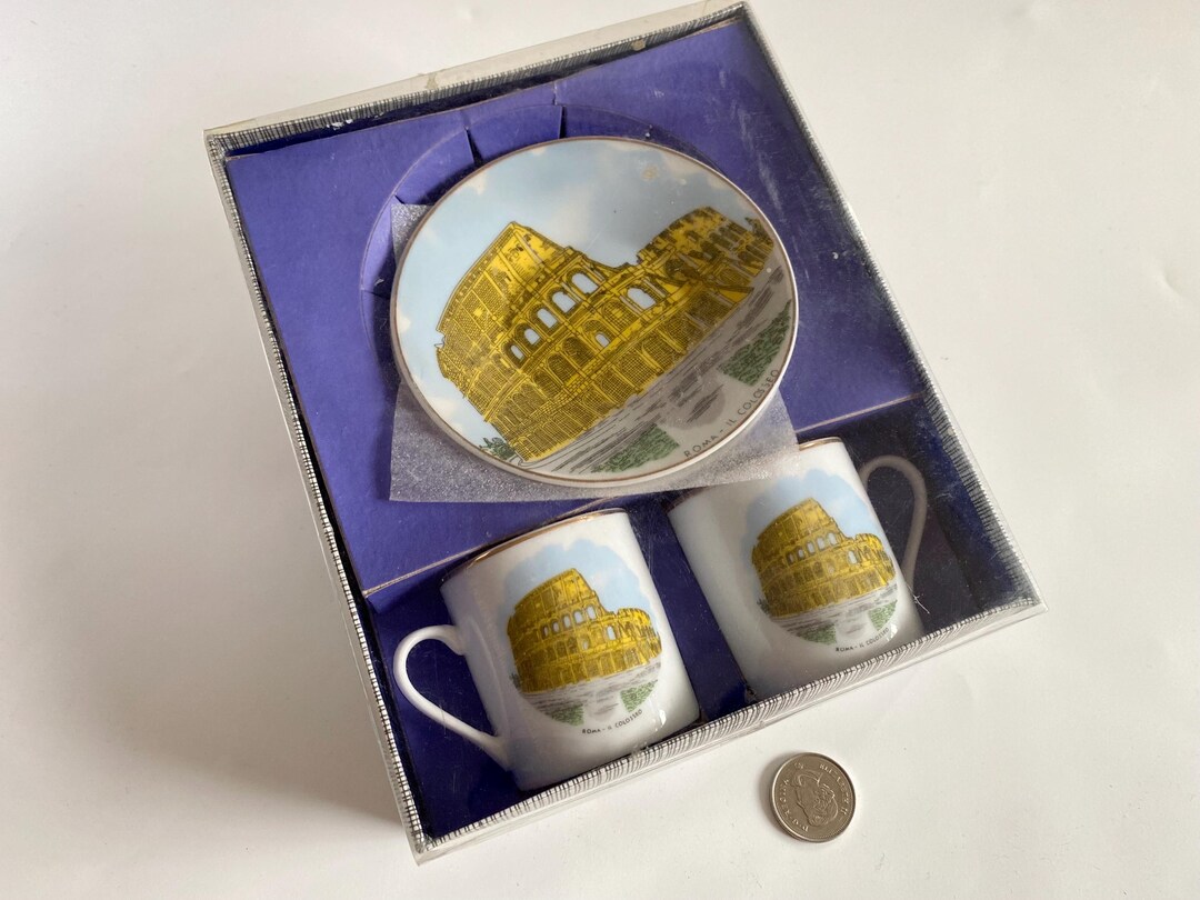 Vintage Colosseum Teacup Set, Roman Colosseum Ceramic Coffee Cup Set ...