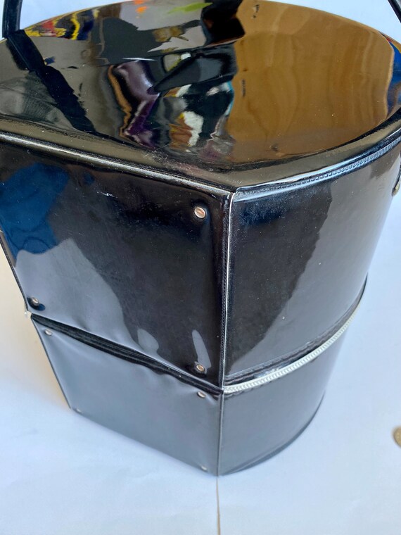 Vintage Hard Hat Box, Black Vinyl Hat Box Luggage, Vi… - Gem