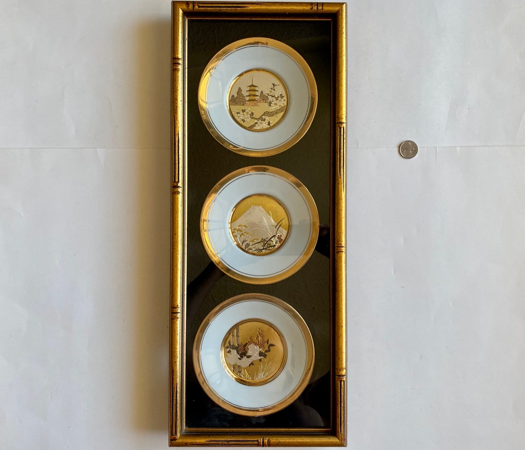 Vintage Japanese Chokin Plate Display, Chokin Art Gilded Porcelain ...