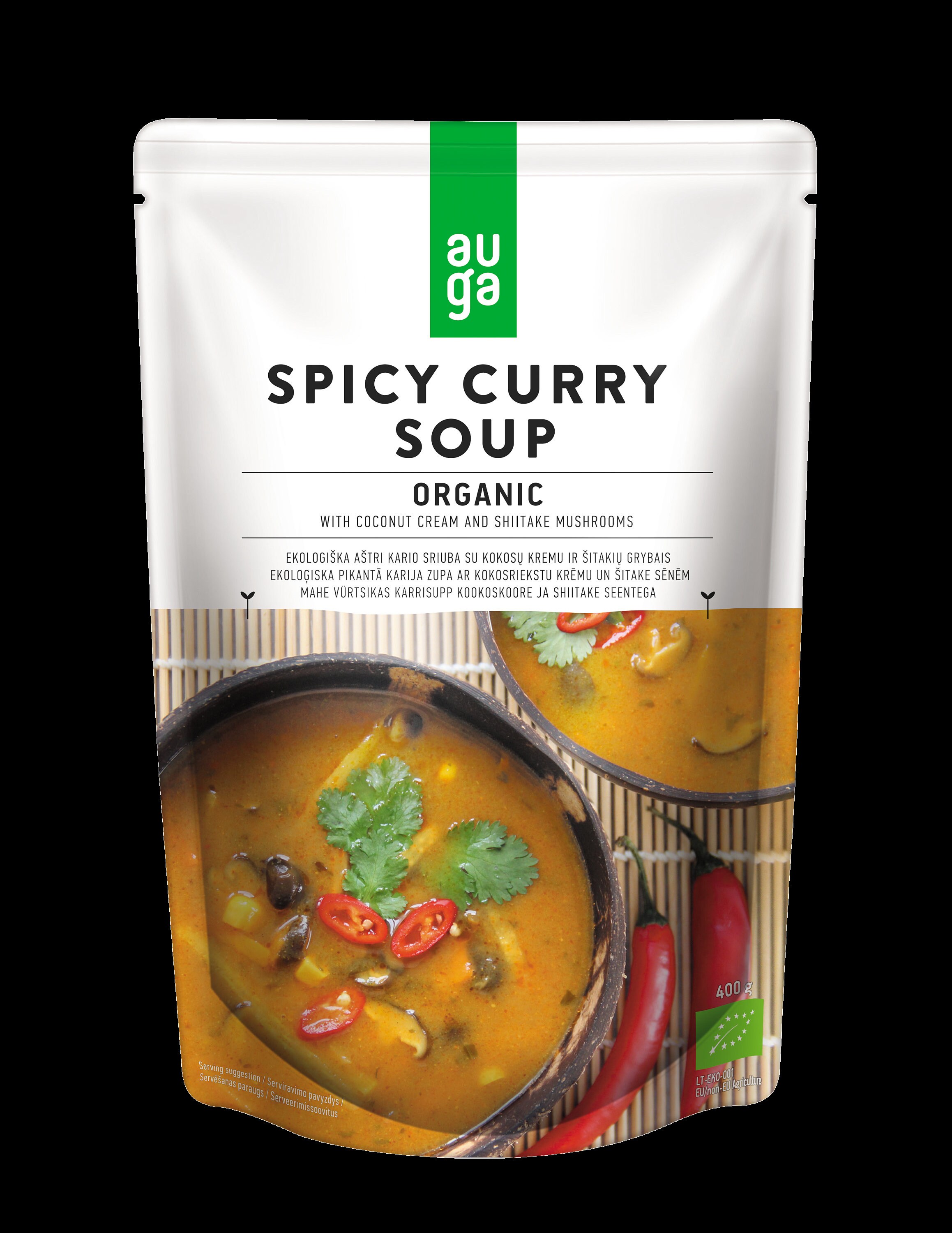 Organic Spicy Curry Soup With Coconut Cream and Shiitake Mushrooms ...