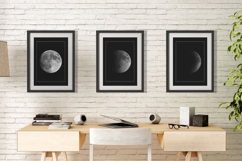 Moon Print Set, Moon Wall Art, Set of 3 Prints, Printable Posters ...