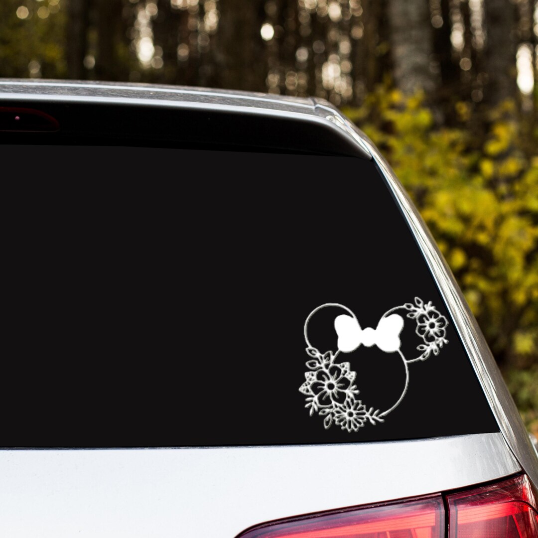 Minnie Mouse With Flowers, Car Decal, Vinyl, Easy to Apply, Disney - Etsy