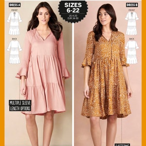 PDF Tier Dress Pattern, Spring Dress, Midi Dress, Simply Sewing, Spring ...