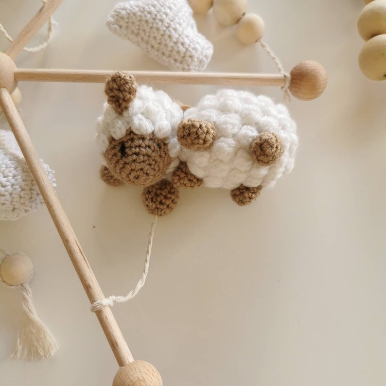 Baby Mobile With Crocheted Sheep and Clouds, Amigurumi, Baby, Mobile ...