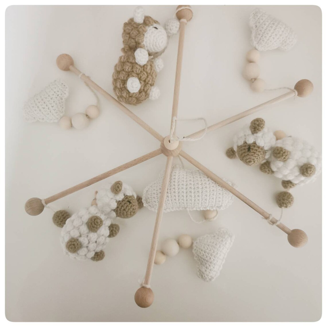 Baby Mobile With Crocheted Sheep and Clouds, Amigurumi, Baby, Mobile ...