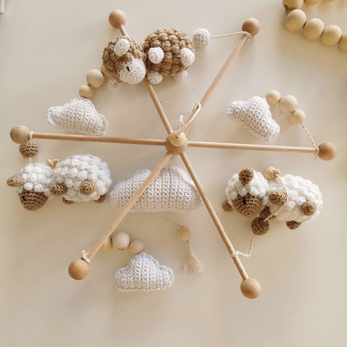 Baby Mobile With Crocheted Sheep and Clouds, Amigurumi, Baby, Mobile ...
