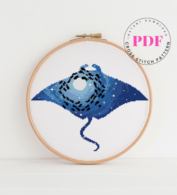 Stingray Silhouette Animal Cross Stitch Pattern Ocean Sea - Etsy