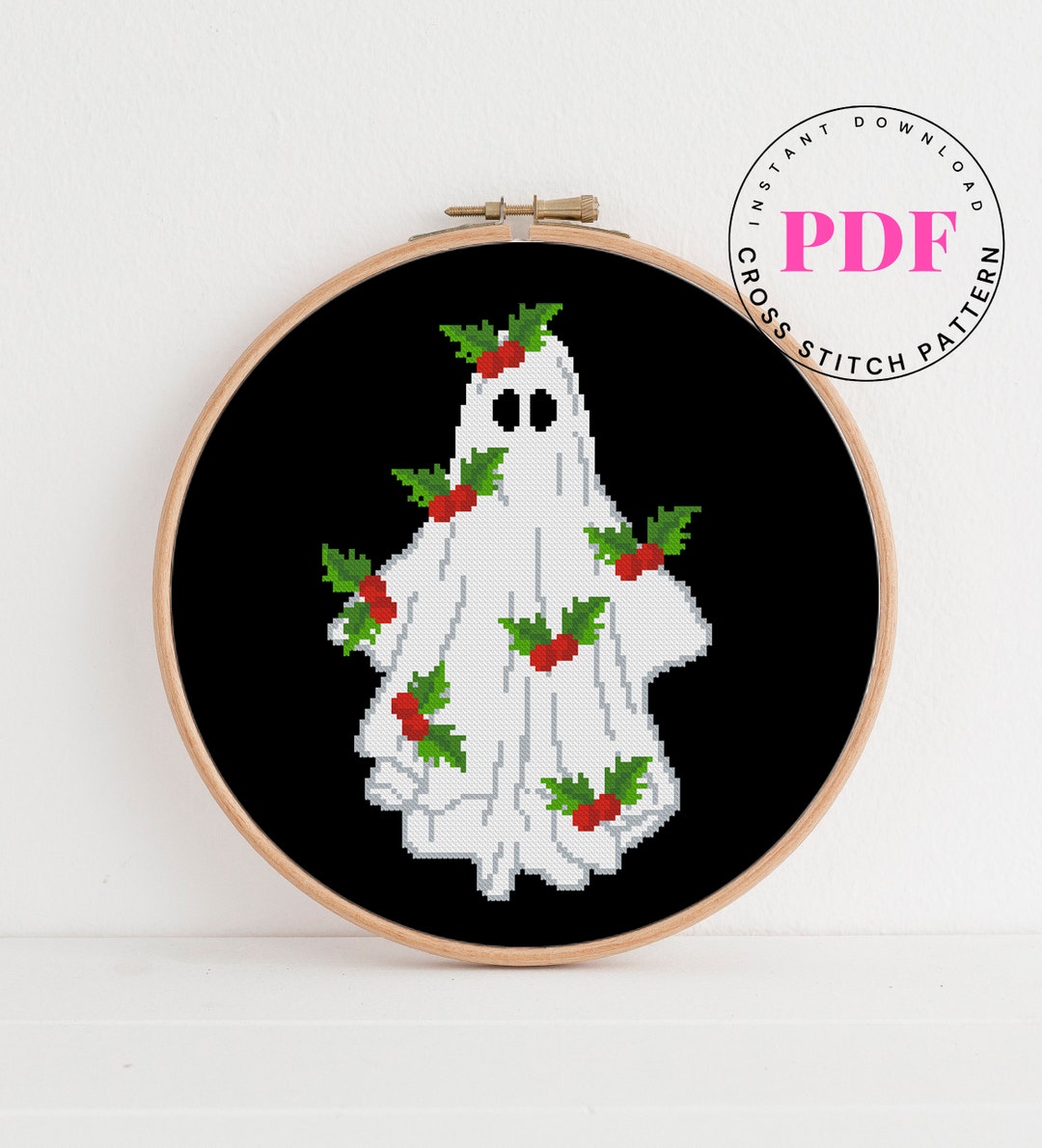 Christmas Ghost Cross Stitch Pattern New Year Cross Stitch Design Easy ...