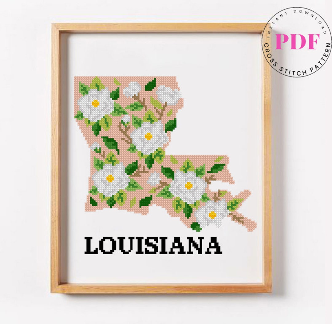 Louisiana State Counted Cross Stitch Pattern Magnolia Flower Cross ...
