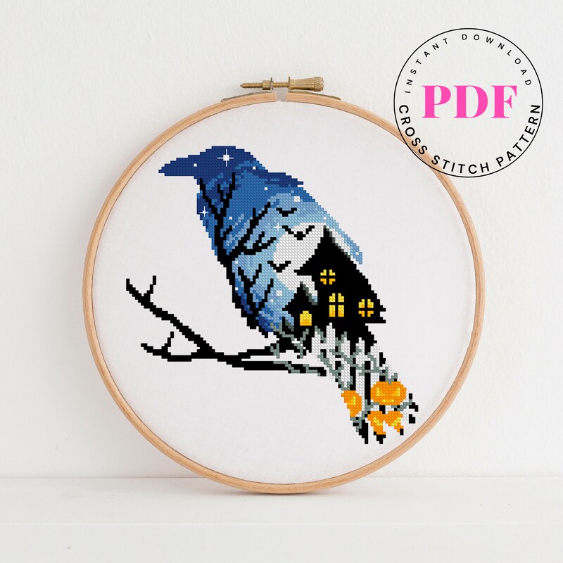 Raven Cross Stitch - Etsy
