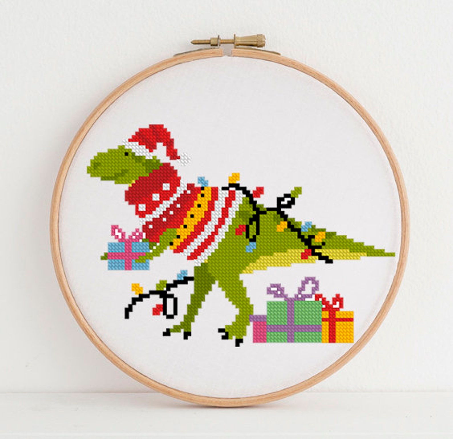 Christmas T-rex Cross Stitch Pattern Dinosaur Cross Stitch - Etsy
