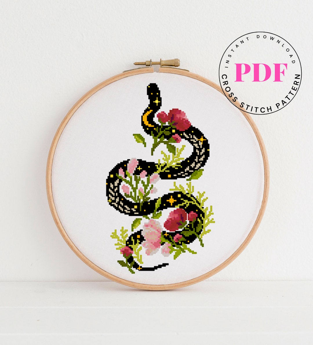 Snake Cross Stitch Pattern Easy Cross Stitch Chart Nature Cross Stitch ...