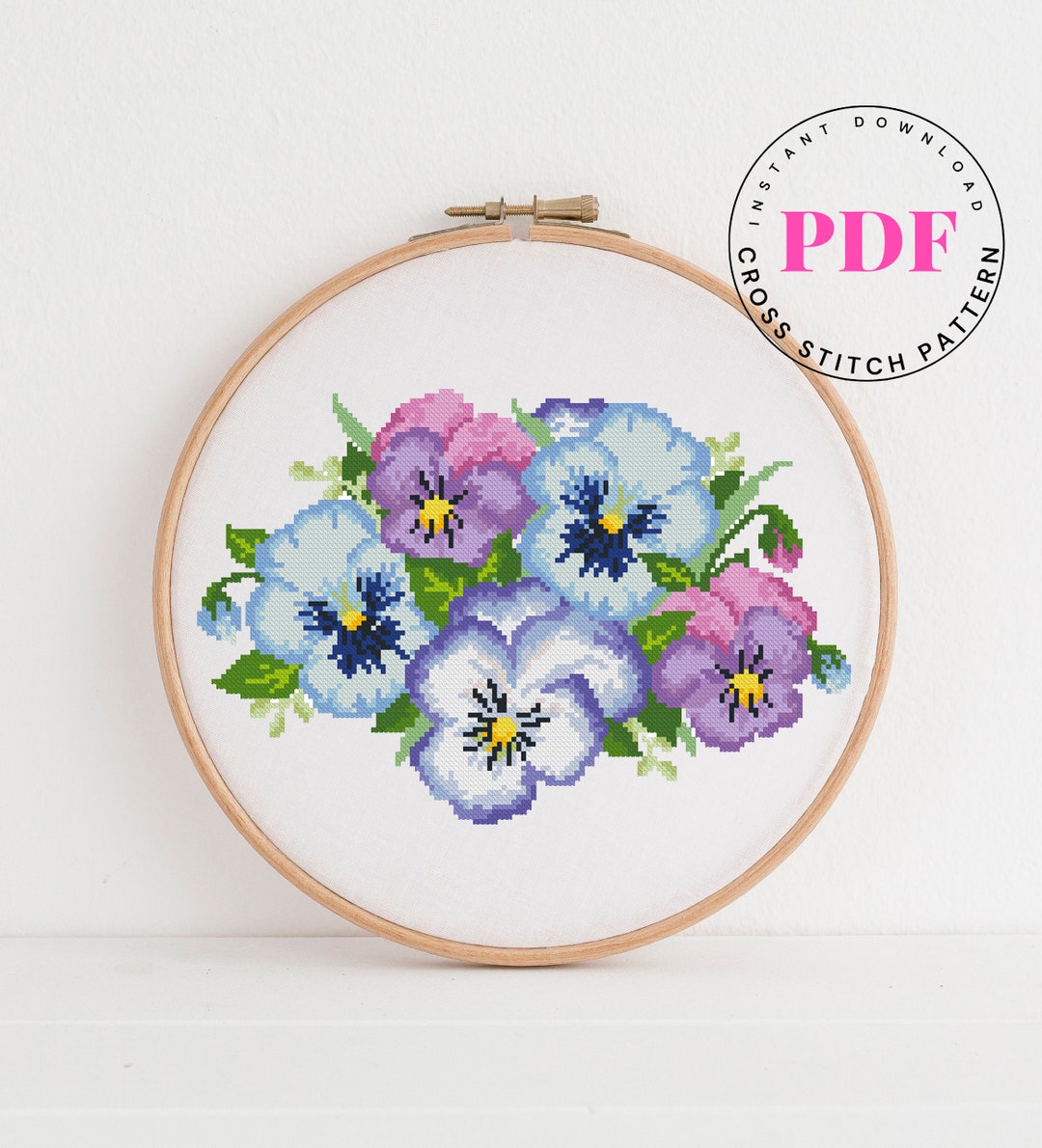 Flowers Cross Stitch Pattern Violet Cross Stitch Pattern Digital Format ...