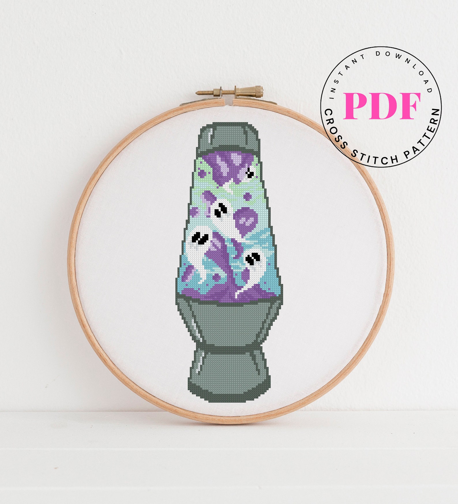 Lava Lamp Cross Stitch Pattern Ghost Cross Stitch Chart Spooky - Etsy