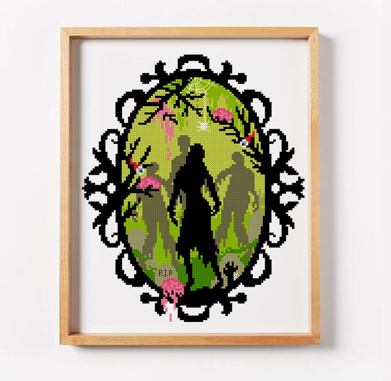 Spooky Mirror Counted Cross Stitch Pattern Zombie Cross Stitch - Etsy