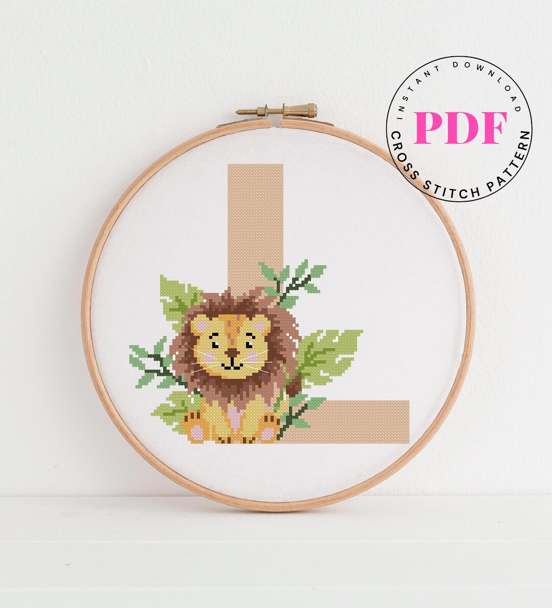 Letter L Cross Stitch Pattern Baby Alphabet Baby Nursery Decor Lion ...