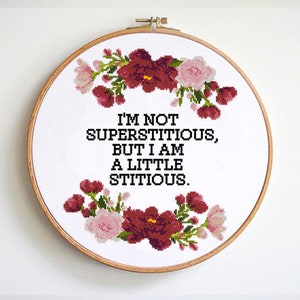 I'm Not Superstitious, but I Am A Little Stitious Sticker Funny Cross ...