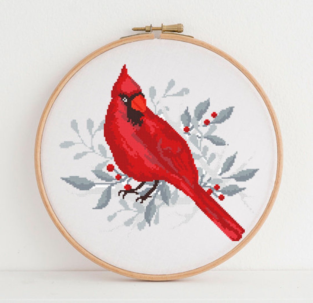 Red Cardinal Cross Stitch Pattern Bird Cross Stitch Pattern Nature ...