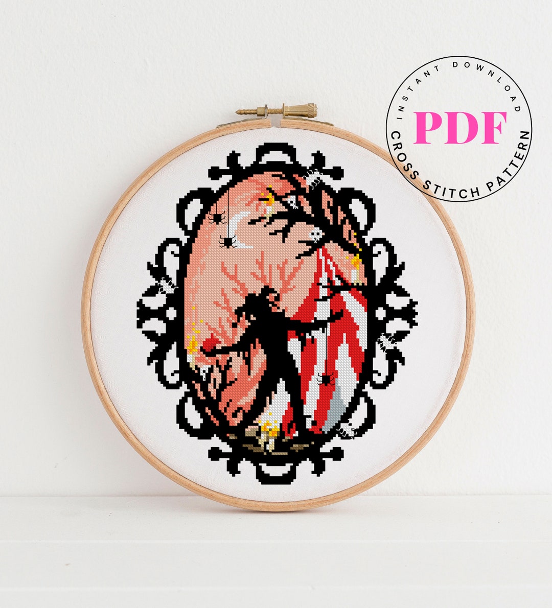 Clown Cross Stitch Pattern Spooky Cross Stitch Design Goth Digital Format PDF - Etsy