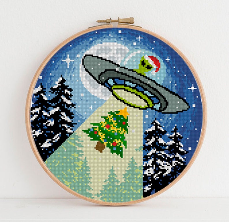 UFO Cross Stitch Pattern Easy Counted Cross Stitch Pattern - Etsy