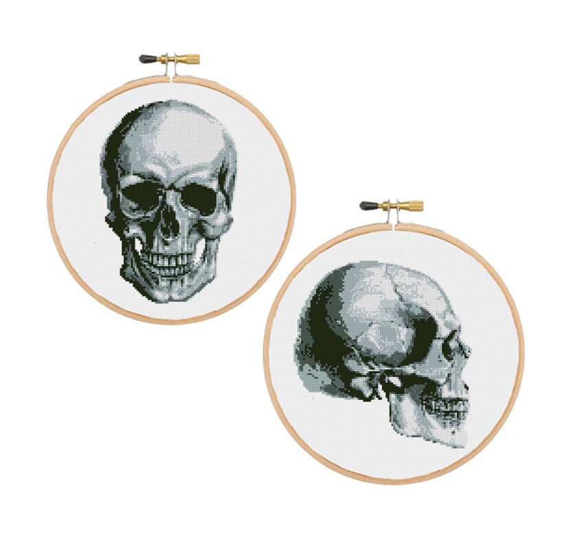 Set of 2 Anatomical Skull Cross Stitch Pattern PDF Anatomy - Etsy