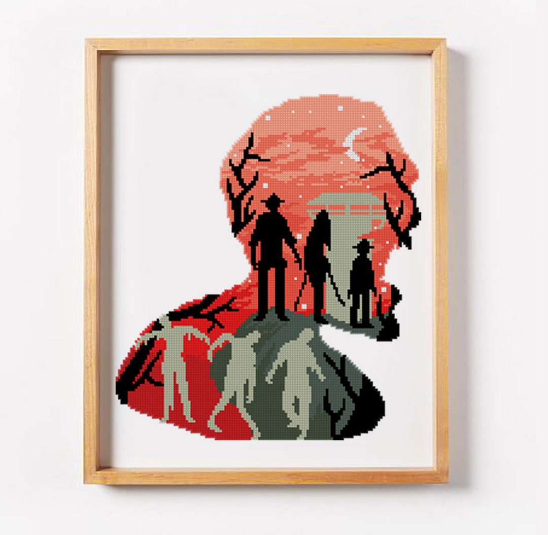 Zombie Silhouette Cross Stitch Pattern Modern Counted Cross Stitch ...