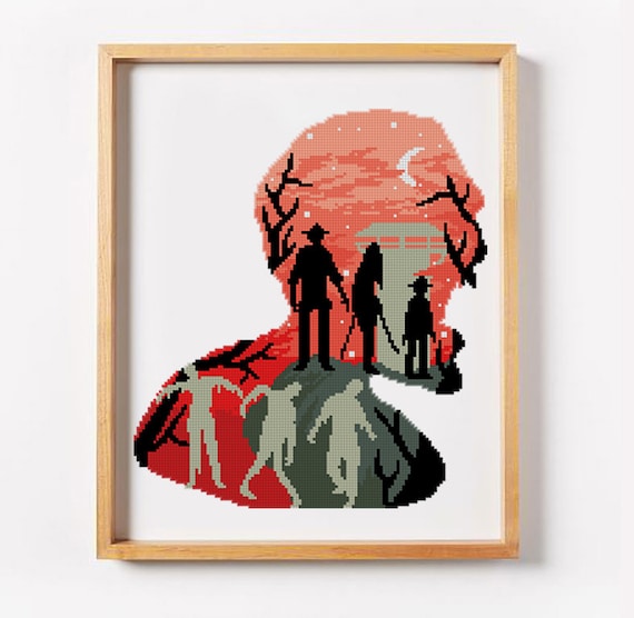 Zombie Silhouette Cross Stitch Pattern Modern Counted Cross - Etsy