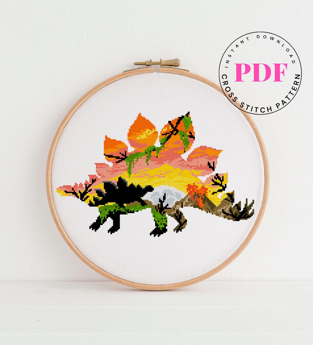 Dinosaur Cross Stitch Pattern Counted Cross Stitch Design Easy Cross ...