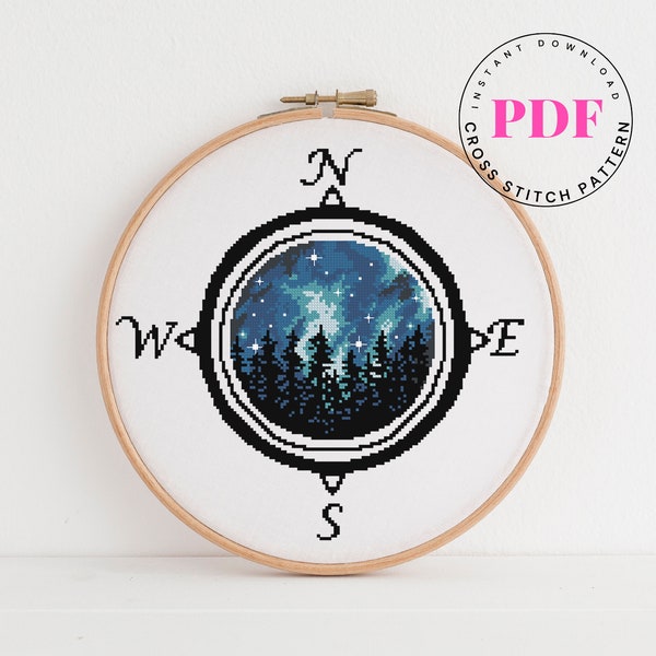 Compass Cross Stitch Pattern - Etsy
