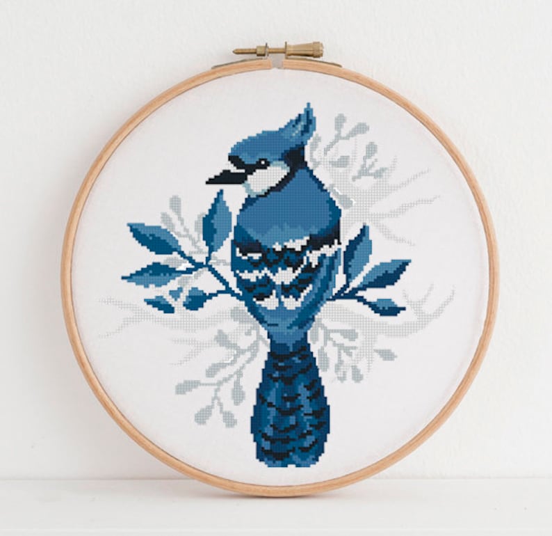 Blue Jay Counted Cross Stitch Pattern Bird Nature Animal Modern Cross ...