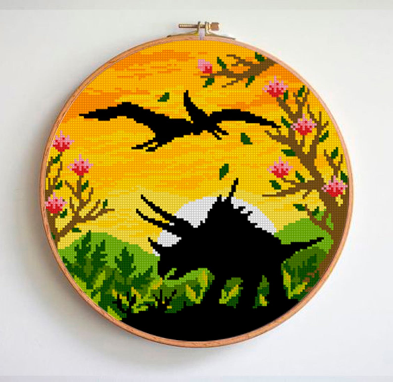 Set of 4 Dinosaurs cross stitch pattern landscape cross stitch | Etsy