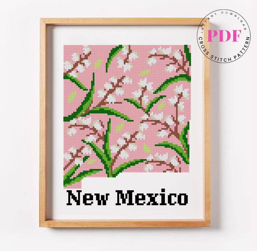 New Mexico Cross Stitch Pattern USA State Cross Stitch Pattern Flower ...