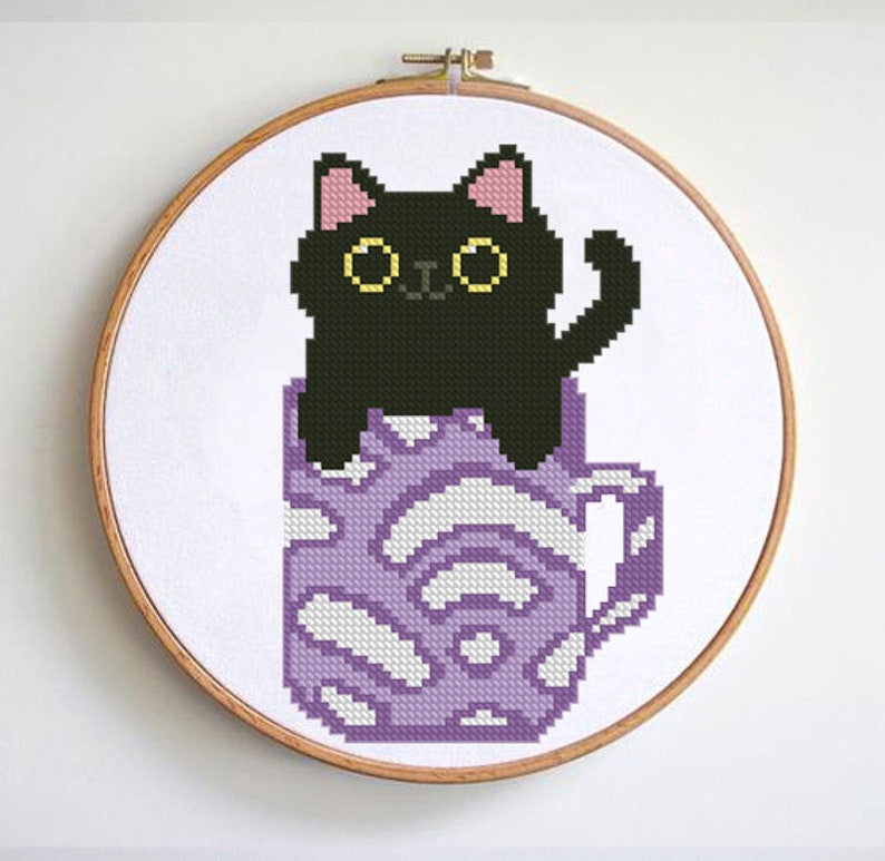 Cute Cats in Cups Counted Cross Stitch Pattern Home Decor Cats | Etsy