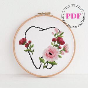Dentist Cross Stitch Pattern Doctor Cross Stitch Flower Cross Stitch ...