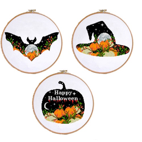 Spooky Pumpkin Cross Stitch Pattern Halloween Pattern Pdf Home | Etsy