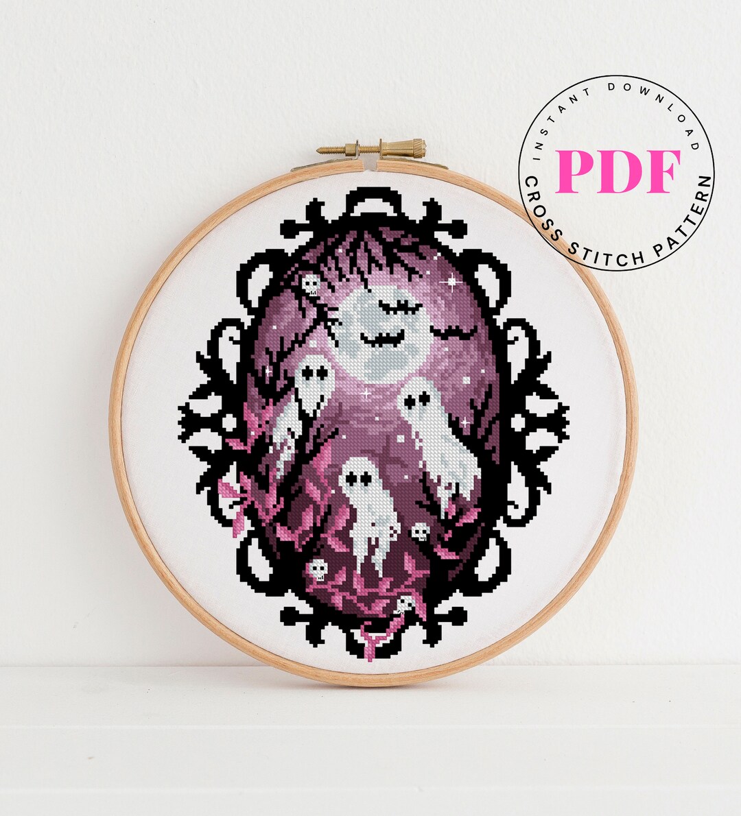 Spooky Mirror Counted Cross Stitch Pattern Ghost Cross Stitch Design ...