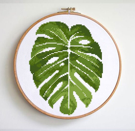 Green Leaves Flowers Cross Stitch Pattern Set Modern Cross | Etsy