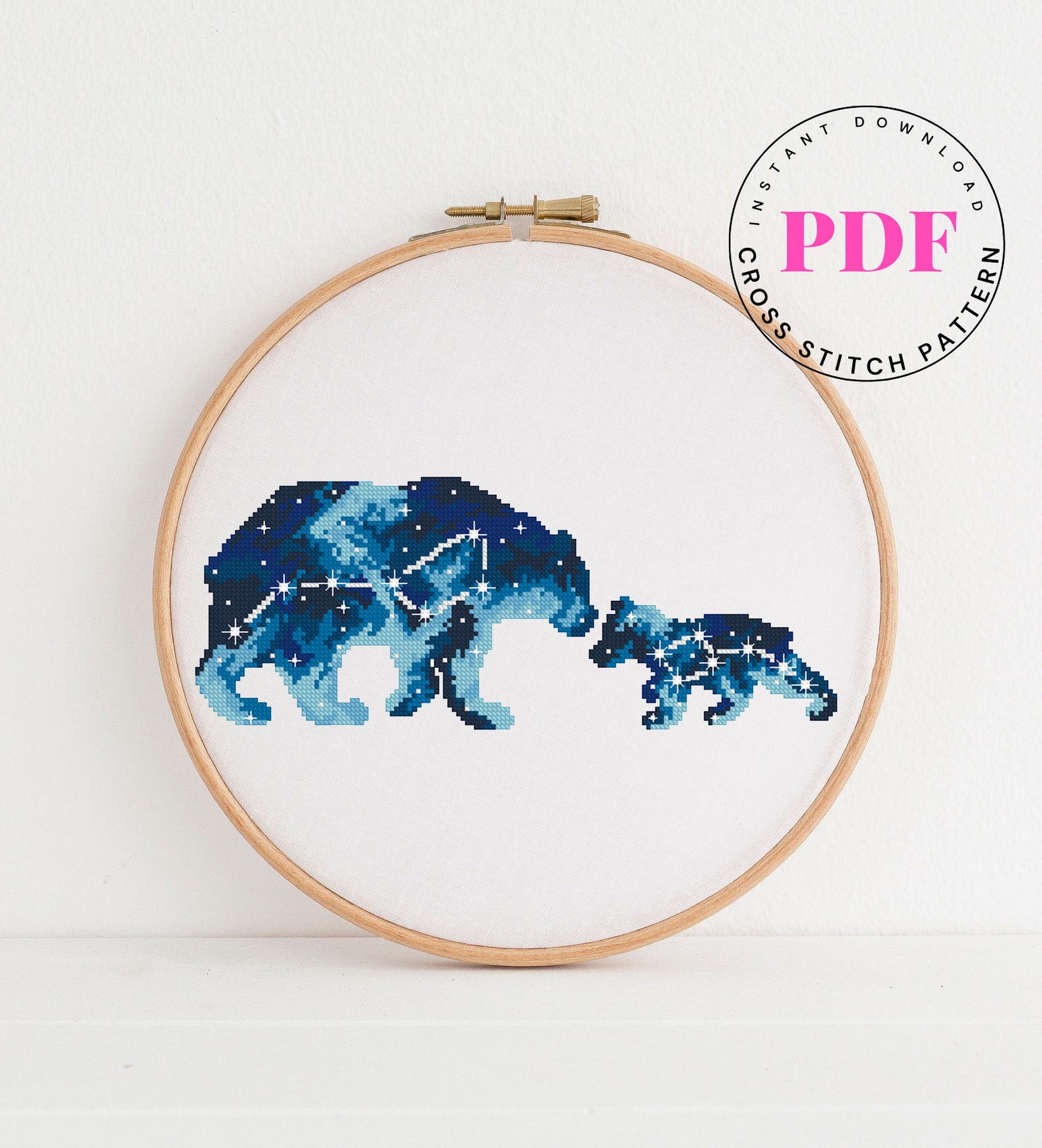Ursa Major and Ursa Minor Animal Cross Stitch Pattern - Etsy