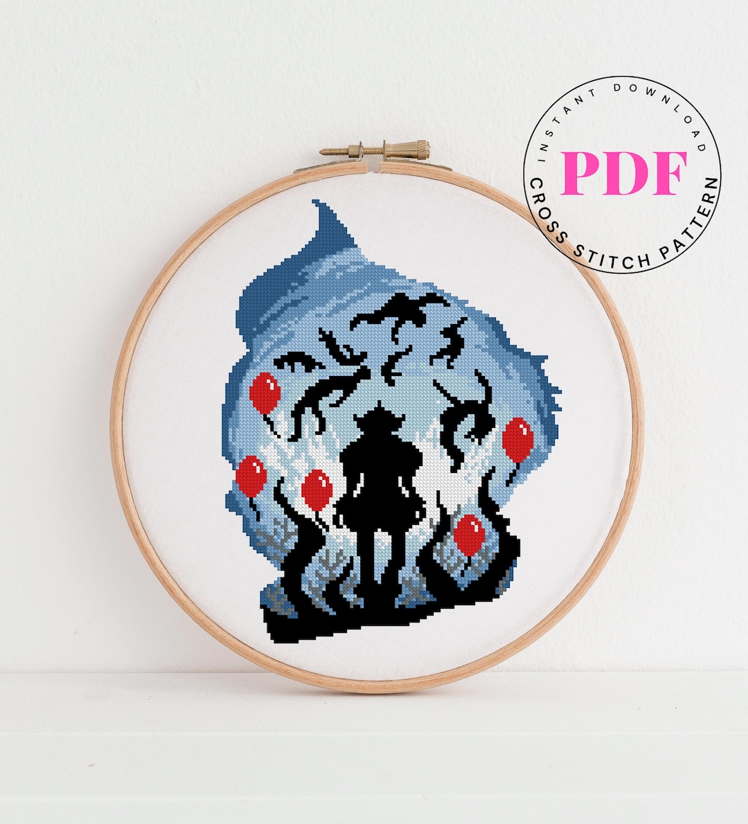 Evil Clown Cross Stitch Pattern Horror Cross Stitch Spooky Cross Stitch ...