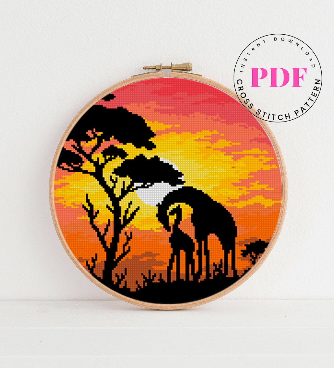 Giraffes Cross Stitch Pattern Landscape Cross Stitch Pattern Africa ...