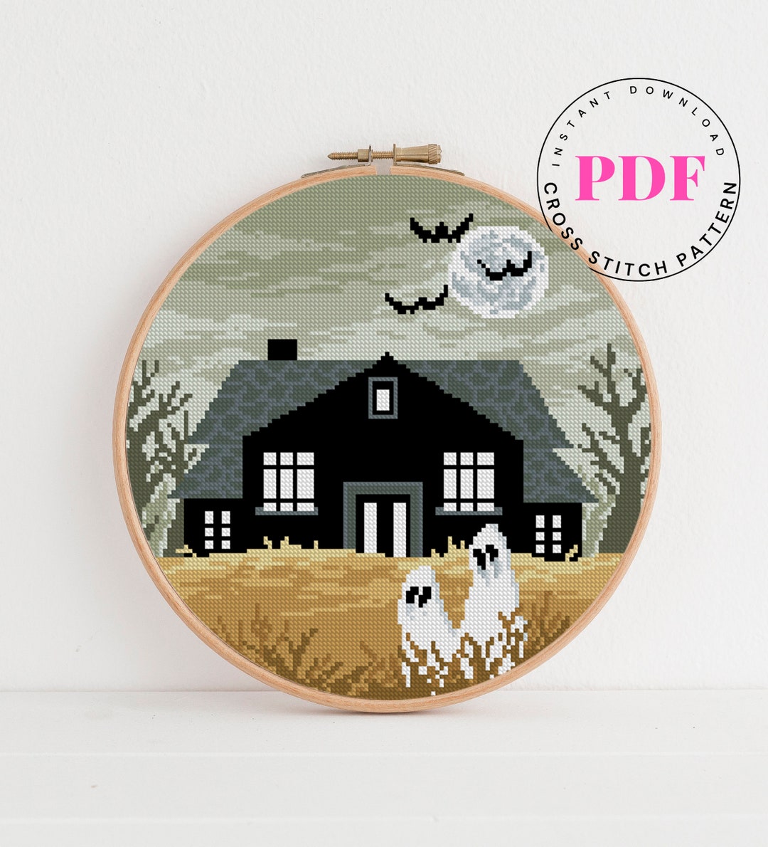 Ghosts Cross Stitch Pattern Gothic Cross Stitch Pattern Landscape Cross ...