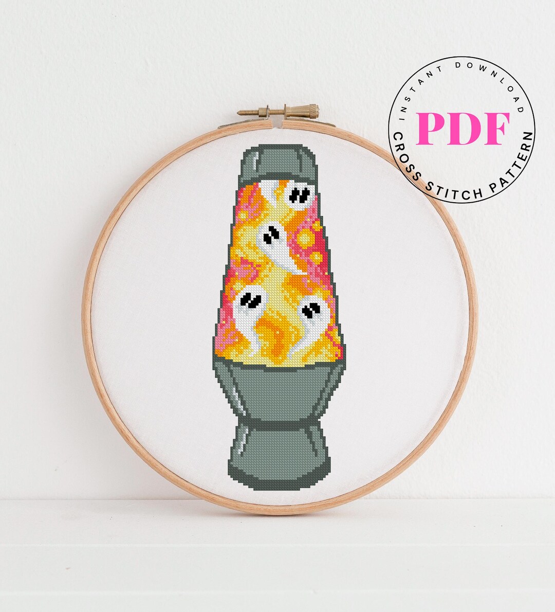 Lava Lamp Cross Stitch Pattern Ghost Cross Stitch Chart Spooky Horror ...