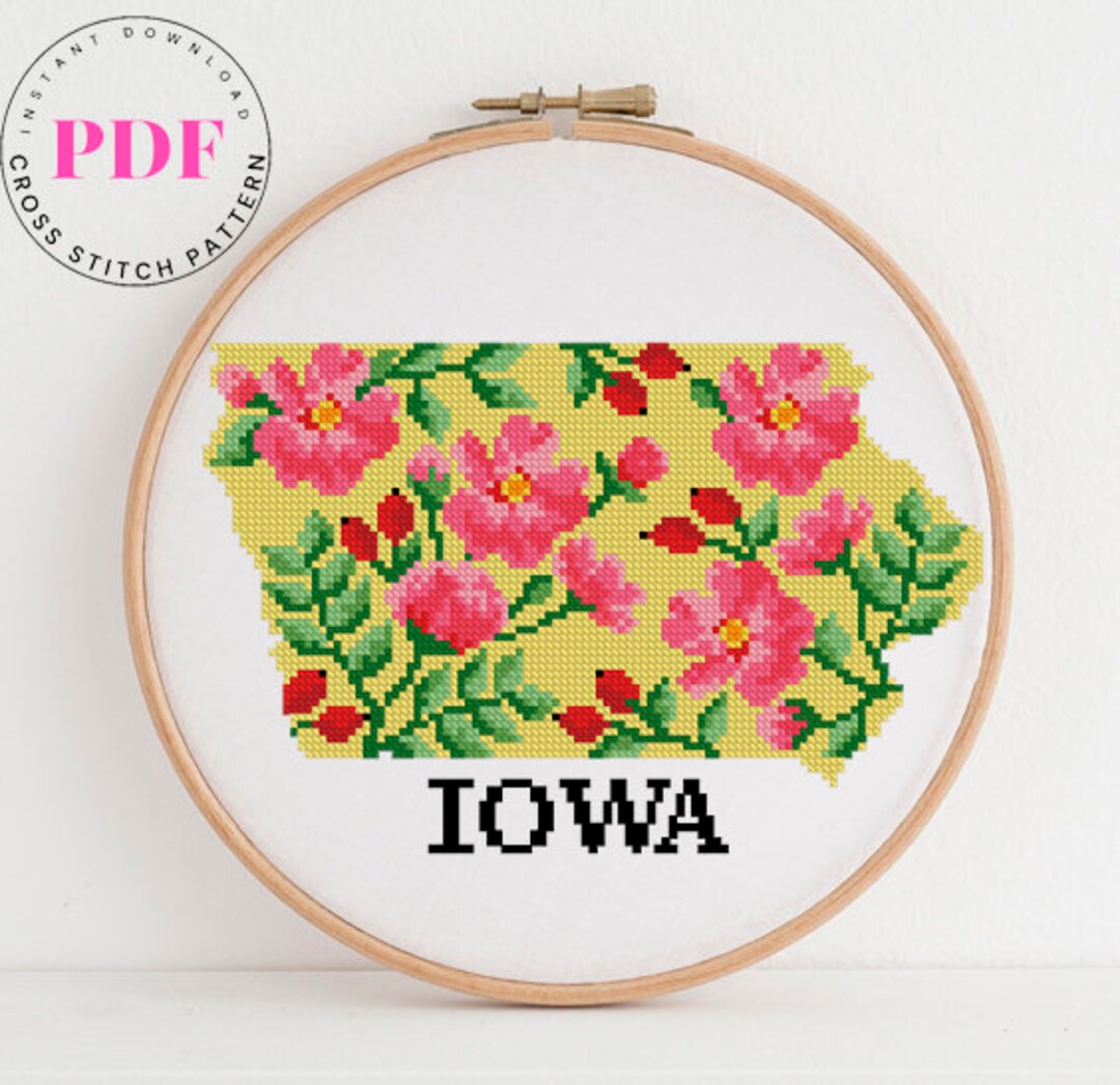 Iowa Modern Cross Stitch Pattern USA Counted Cross Stitch - Etsy