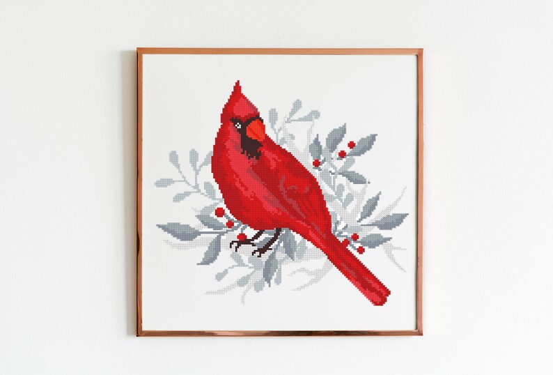 Red Cardinal Cross Stitch Pattern Bird Cross Stitch Pattern - Etsy