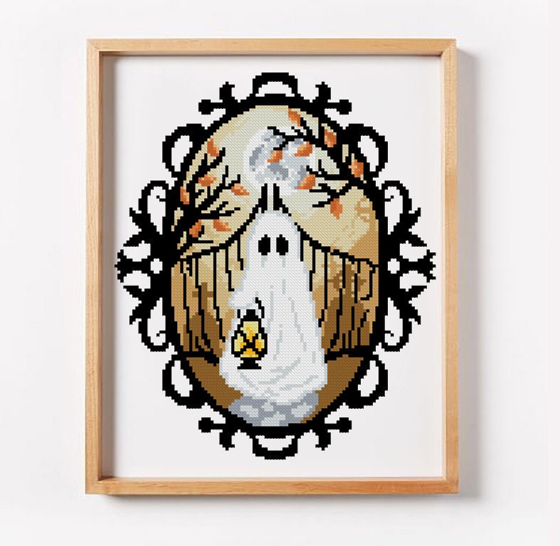 Ghost Cross Stitch Pattern Cemetery Cross Stitch Chart Spooky - Etsy UK
