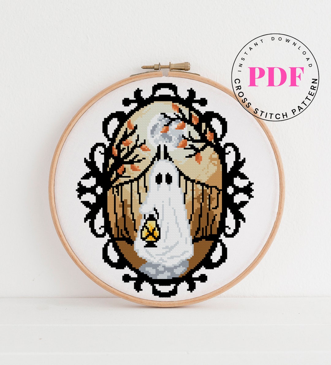 Ghost Cross Stitch Pattern Cemetery Cross Stitch Chart Spooky Gothic ...