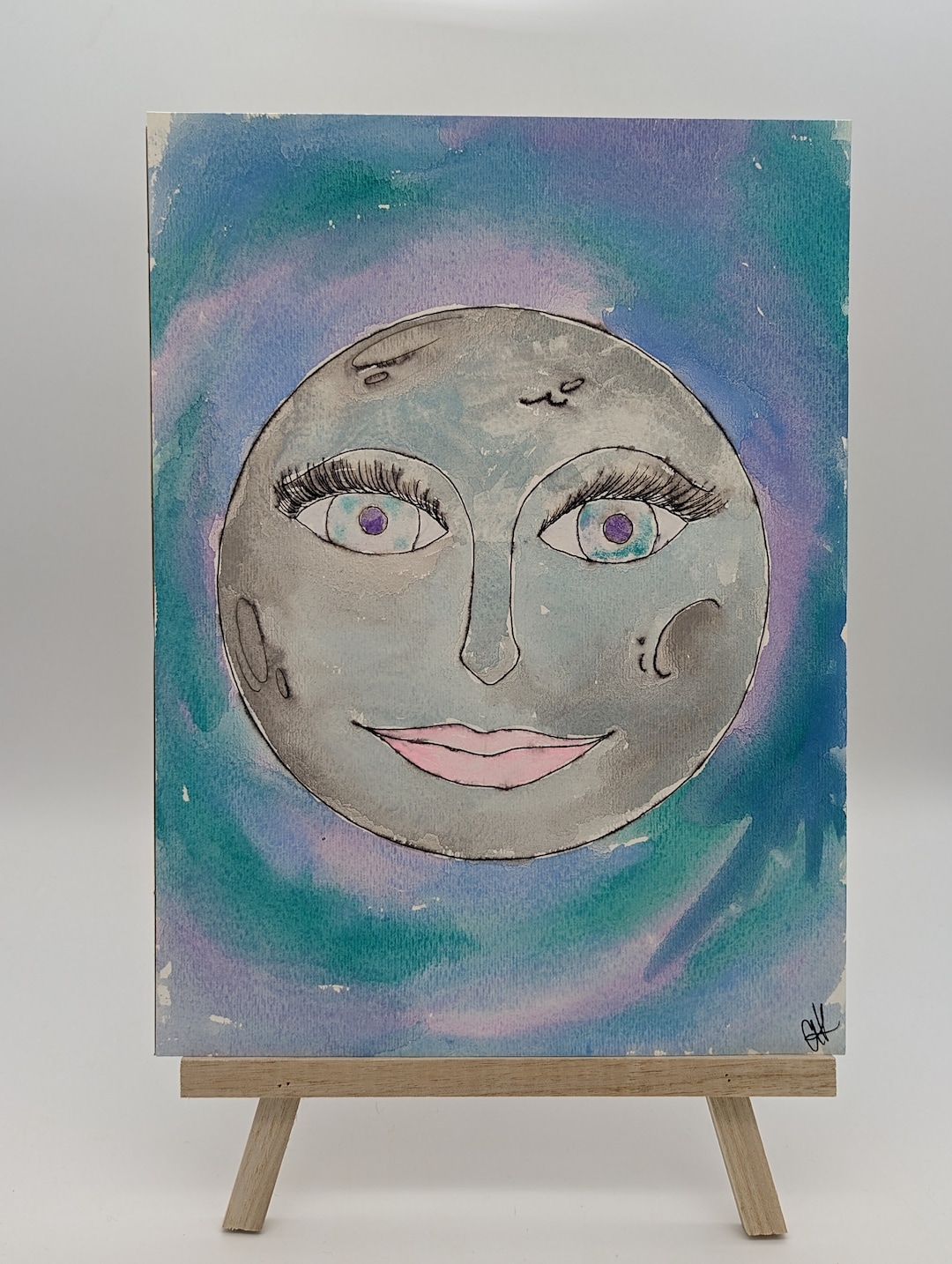 Watercolor Painting, Luna Moon Goddess 9x12 - Etsy