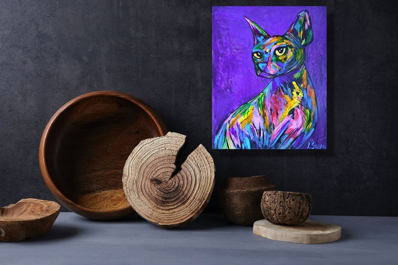 Paintings of Sphinx Cat Portrait Pop Art Cat Ukrainian Art Ukraine ...